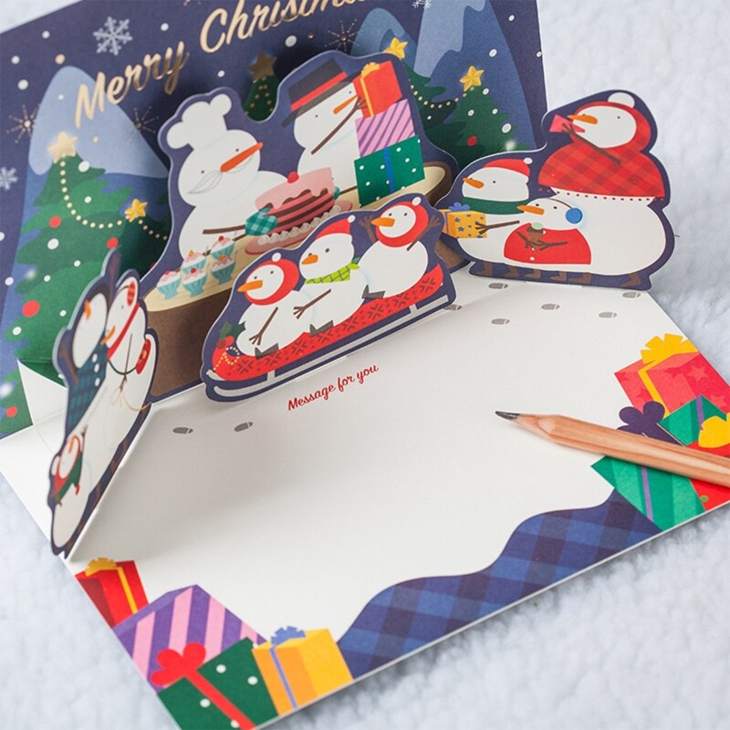 3D up Cards Merry Christmas Origami Paper Cut Post... – Vicedeal