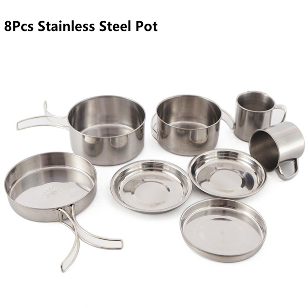 Stainless Steel Camp Cookware Set Outdoor Cookware... – Grandado