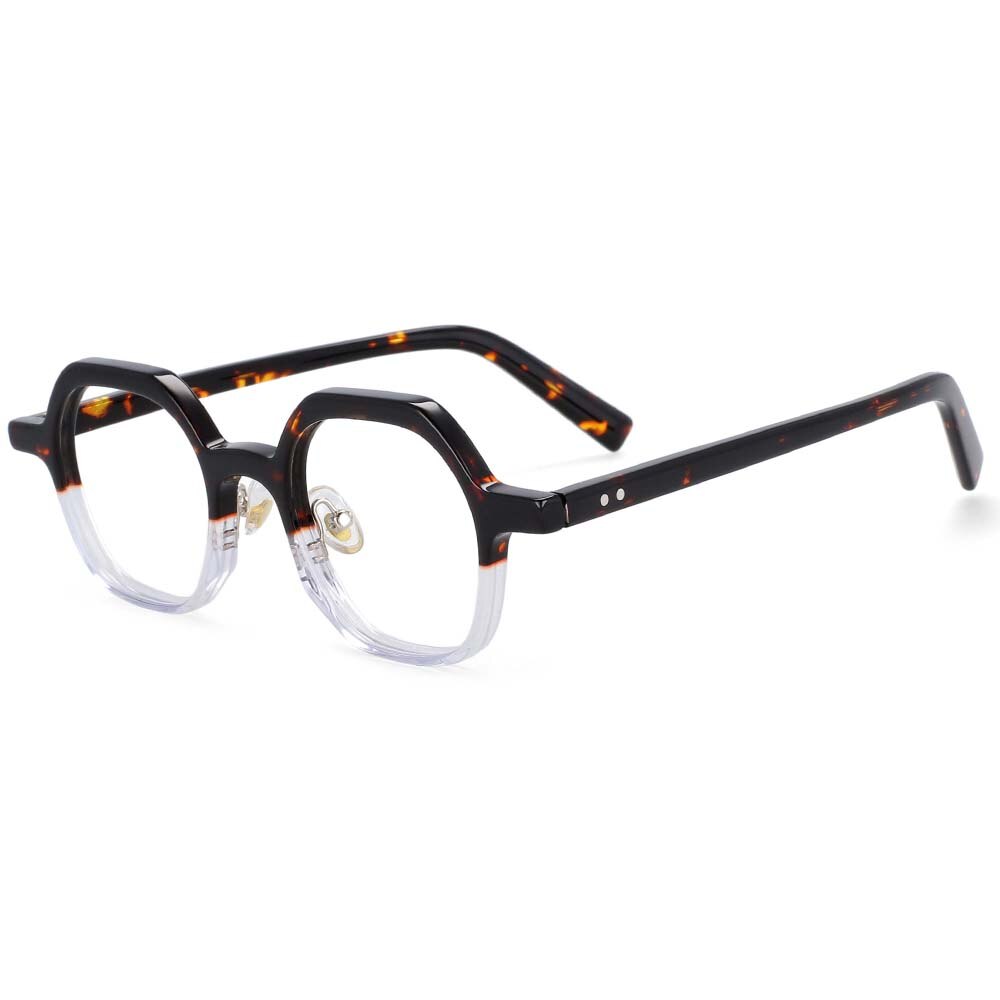 54229 Retro Polygon Leopard Acetate Optical Glasse... – Grandado