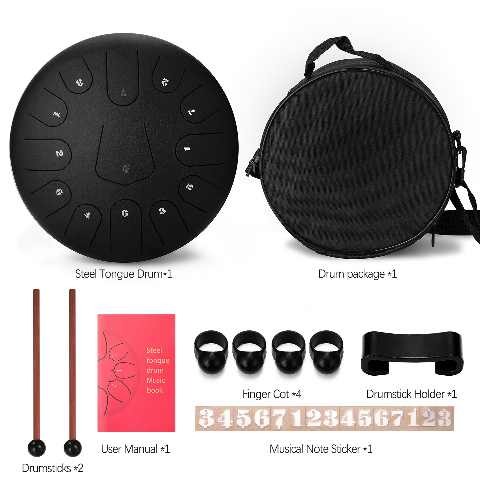 10 Inch 8-Tone Staal Tong Drum Hand Pan Drums Met ... – Grandado