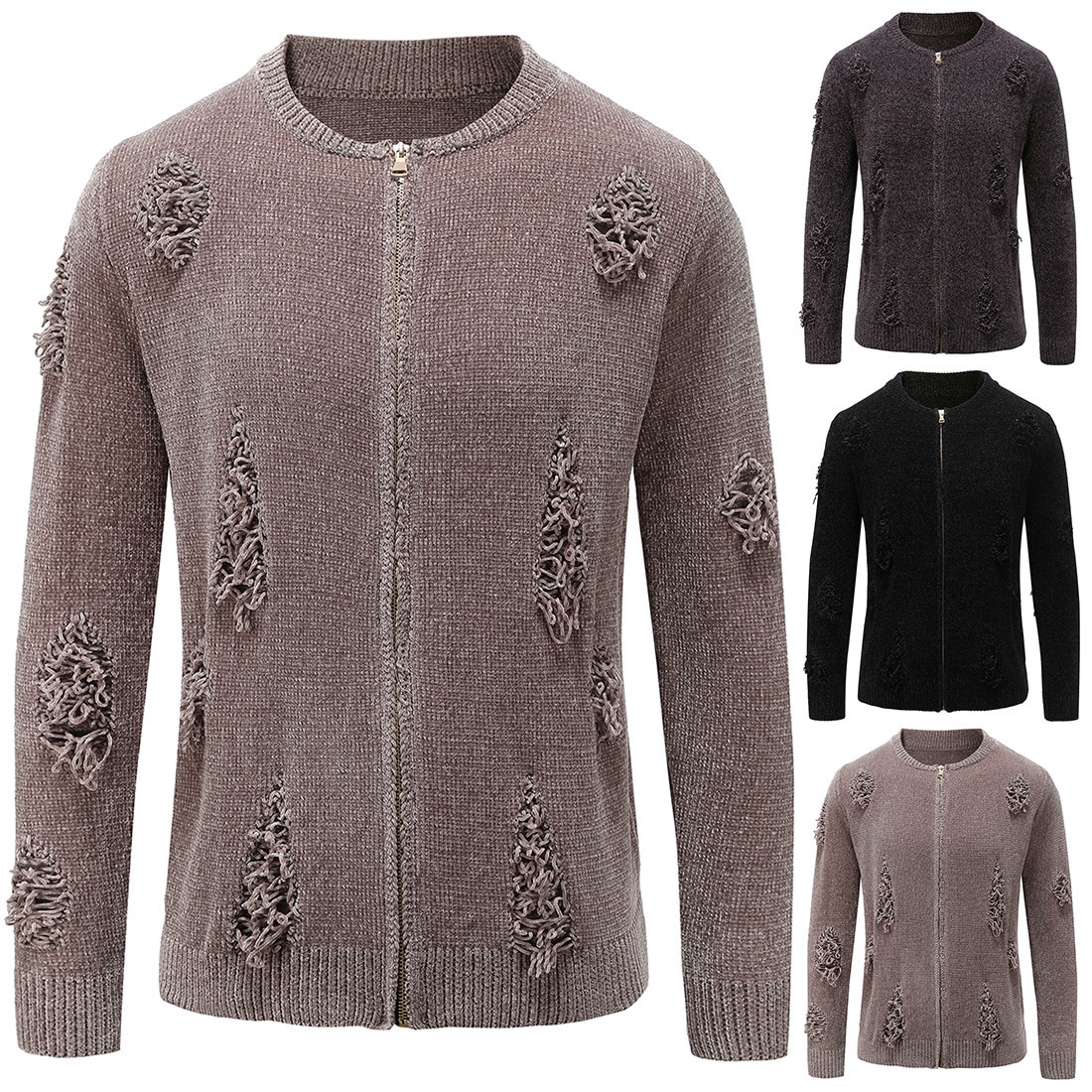 Spring's Men's Men's Cardigan Ripped Sweater – Grandado