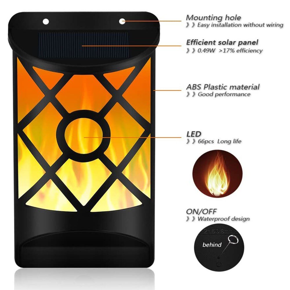 96LED Flickering Solar Flame Verlichting Outdoor W... – Grandado