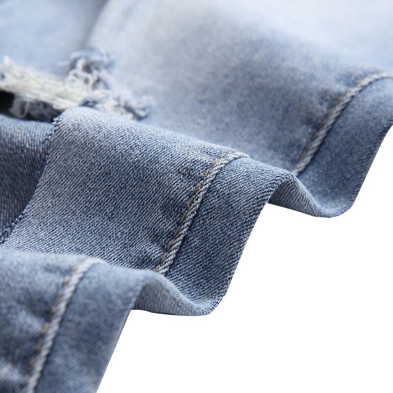 Men tight-fitting casual denim jeans ripped trouse... – Grandado