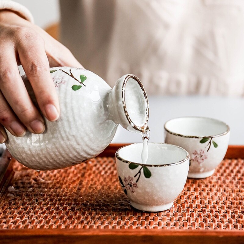 Japanese Ceramic Wine Utensils One Pot and Two Cup... – Grandado