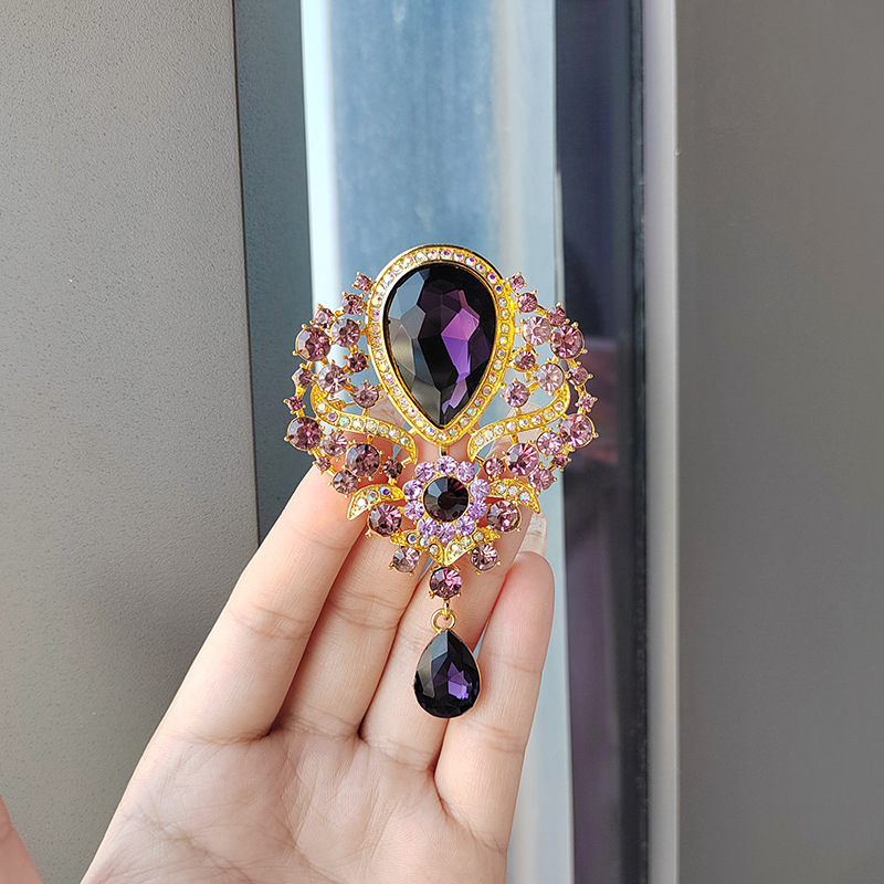 Large Oval Rhinestone Brooches For Women Vintage C... – Grandado