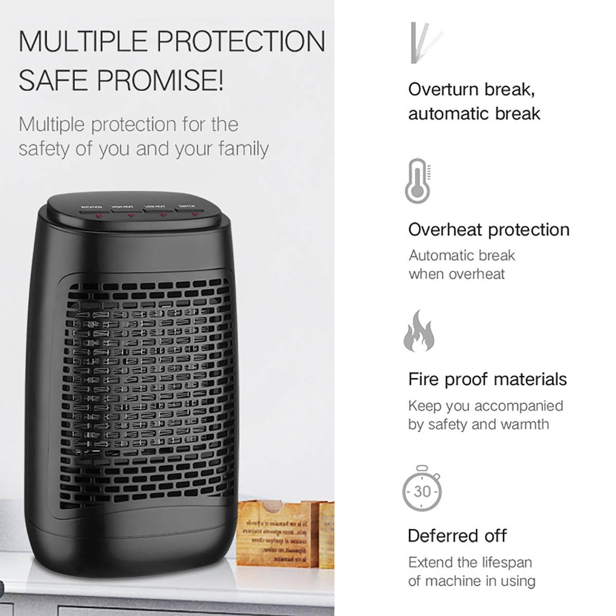 1200W Electric Air Heater 3 Modes Adjustable Power... – Vicedeal