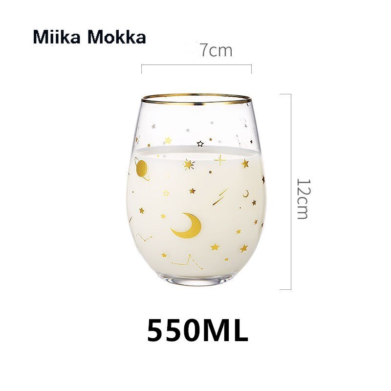 Glass Cup Egg-shaped Glass Water Cup Moon Star Sno... – Vicedeal