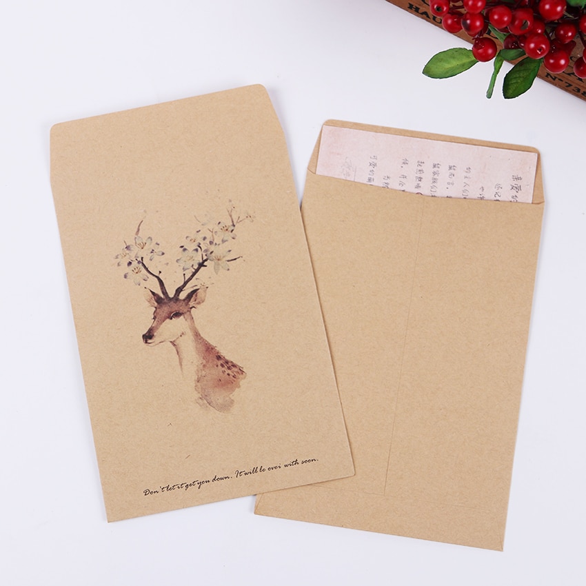 10 PCS DIY Deer Envelope Cute Retro Kraft Paper En... – Vicedeal