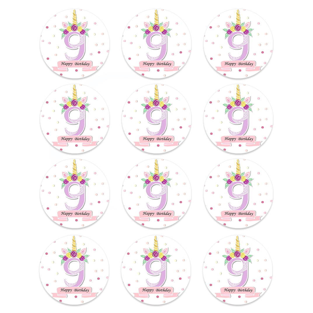 24/48pcs Cute Unicorn Pattern Number Sticker Birth... – Grandado