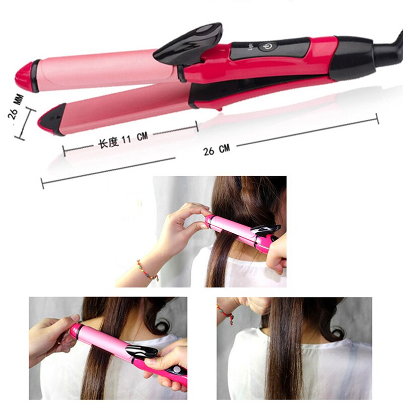 2 in 1 Mini Curler & Straightener Hair Iron St... – Vicedeal