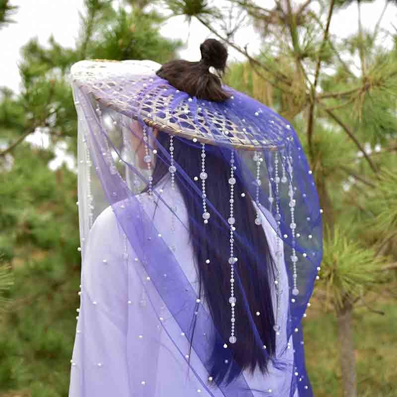 Chinese Ancient Cap Tassel Crystal Face Cover Fema... – Grandado