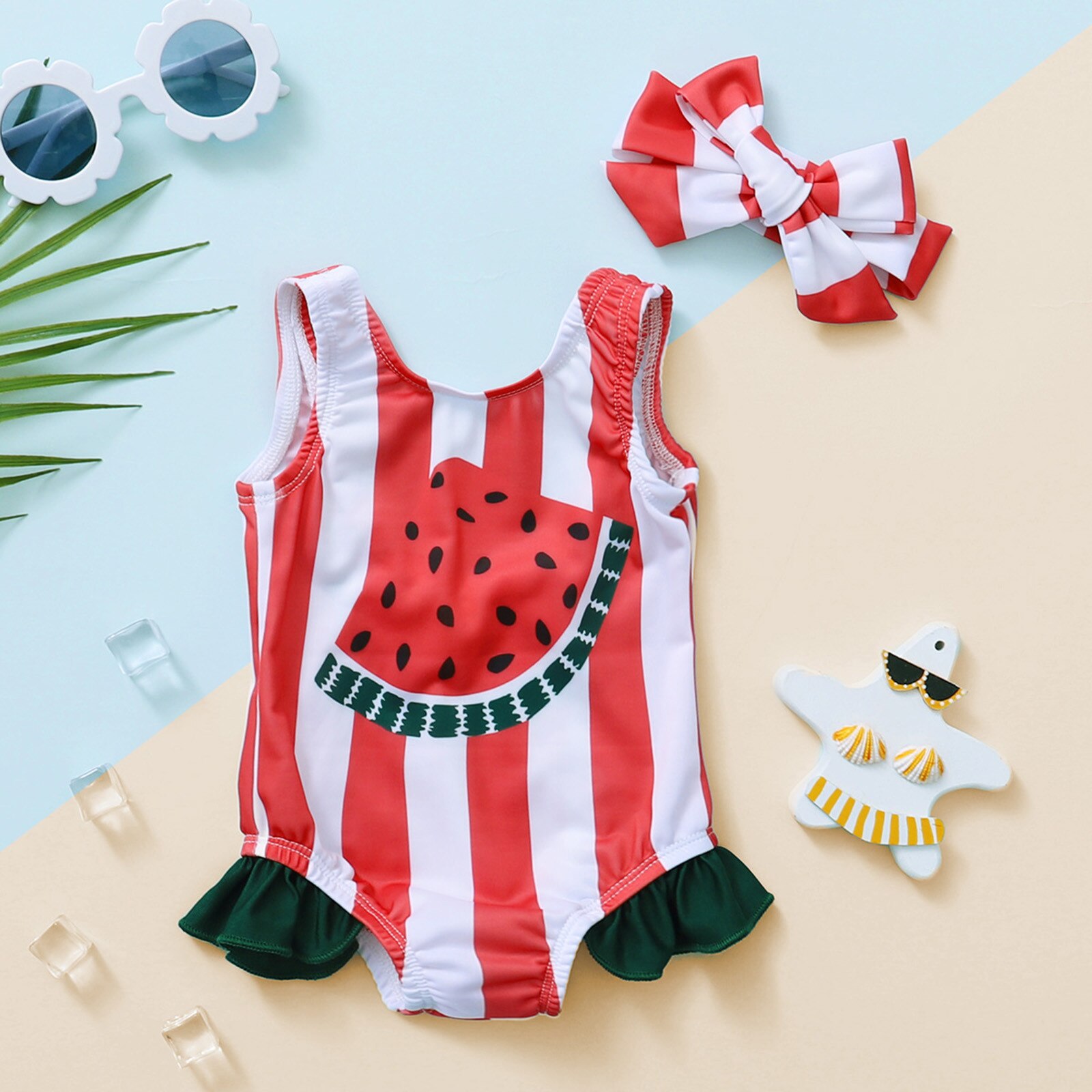 Toddler Baby Girls One Piece Watermelon Striped Pr... – Grandado