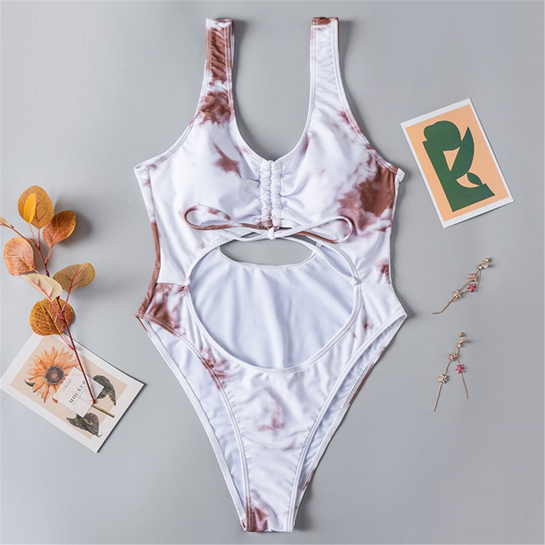 Tie Dye Tummy Cut Out One Piece Swimsuit Women Swi... – Grandado