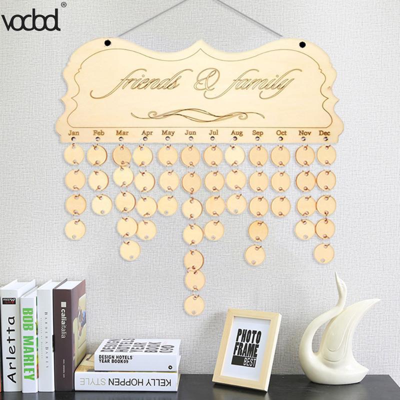 VODOOL DIY calendario de cumpleaños de madera amig... – Grandado