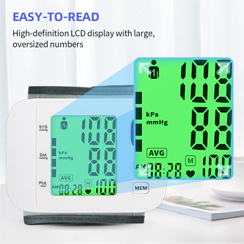 Automatic Digital Wrist Blood Pressure Monitor Bac... – Vicedeal