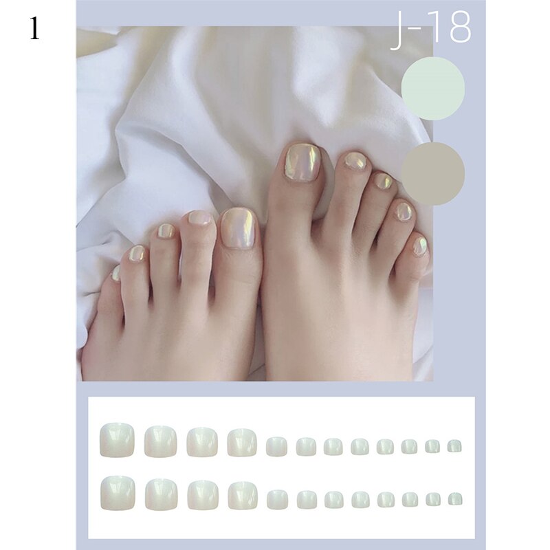 24Pcs Artificial Feet Nails Short False Toenails F... – Grandado