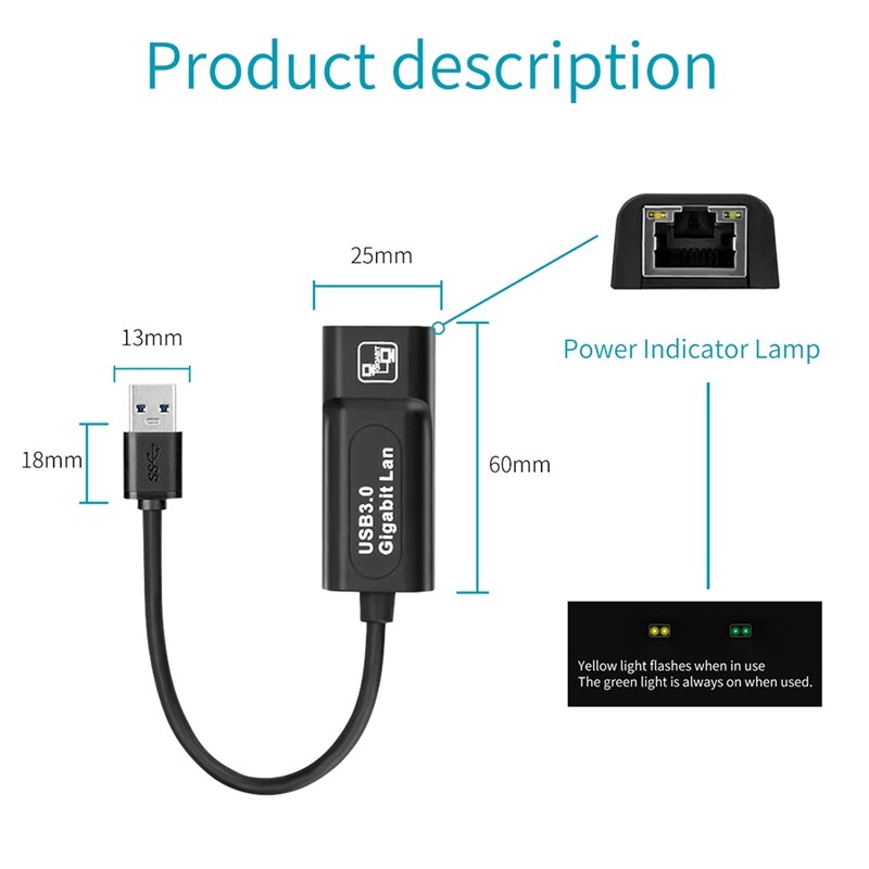 AU42-Usb 3.0 Rj45 Lan Ethernet Adapter Netwerkkaar... – Grandado
