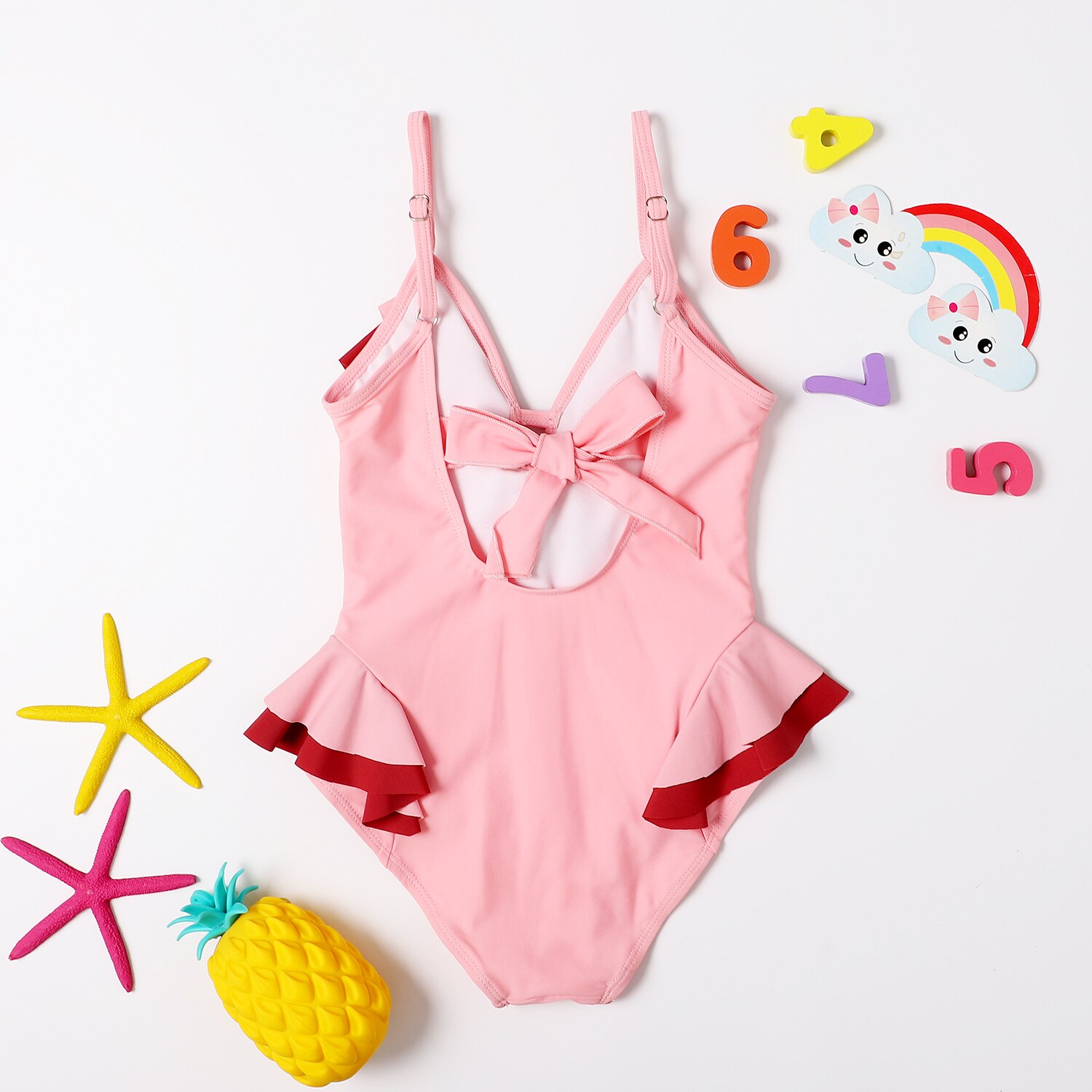Cute Kids Baby Girls Ruffle Pink One-Piece Swimsui... – Grandado