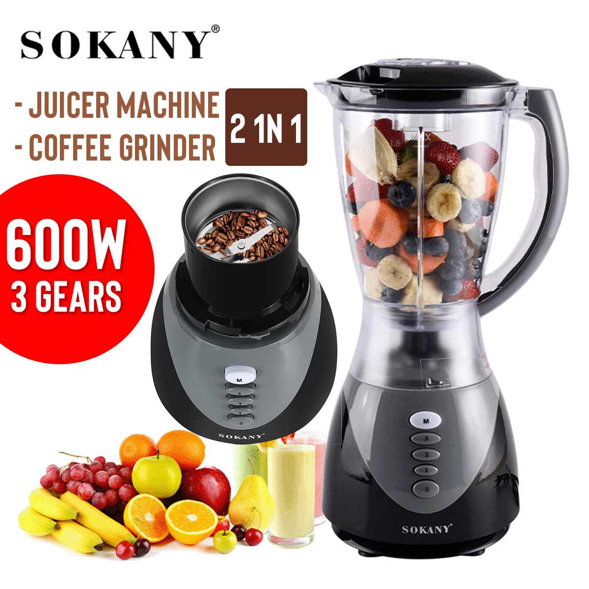 2IN1 1500ML 3 Speed Blender Coffee Machine Maker J... – Grandado