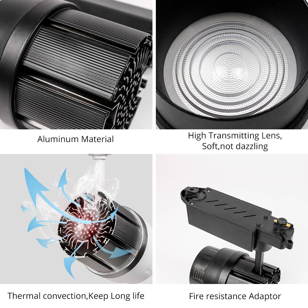 Moderne 30W LED Track Licht Zoom Zwart Rail Winkel... – Grandado