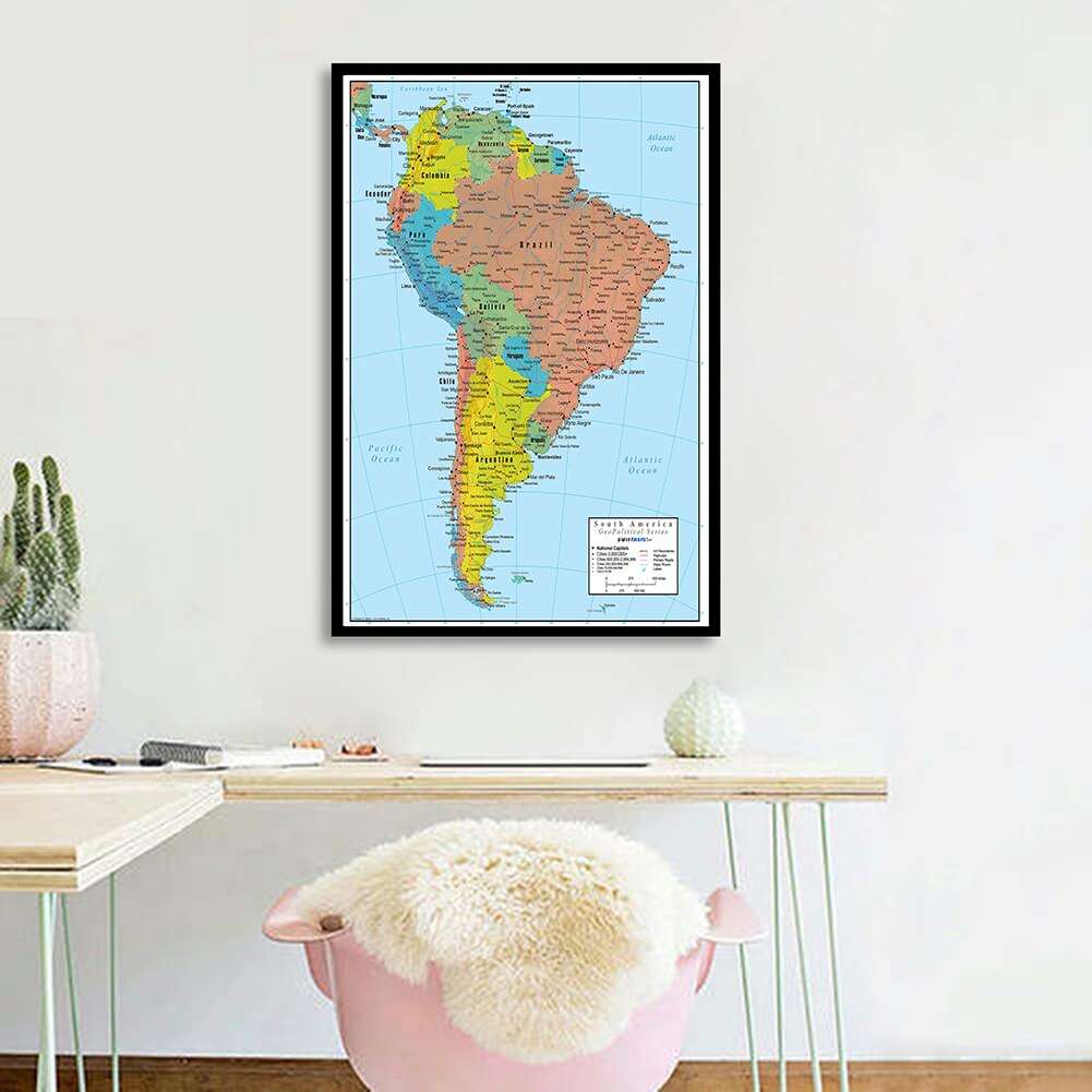 59*84cm Map of The South America Spray Canvas Pain... – Grandado