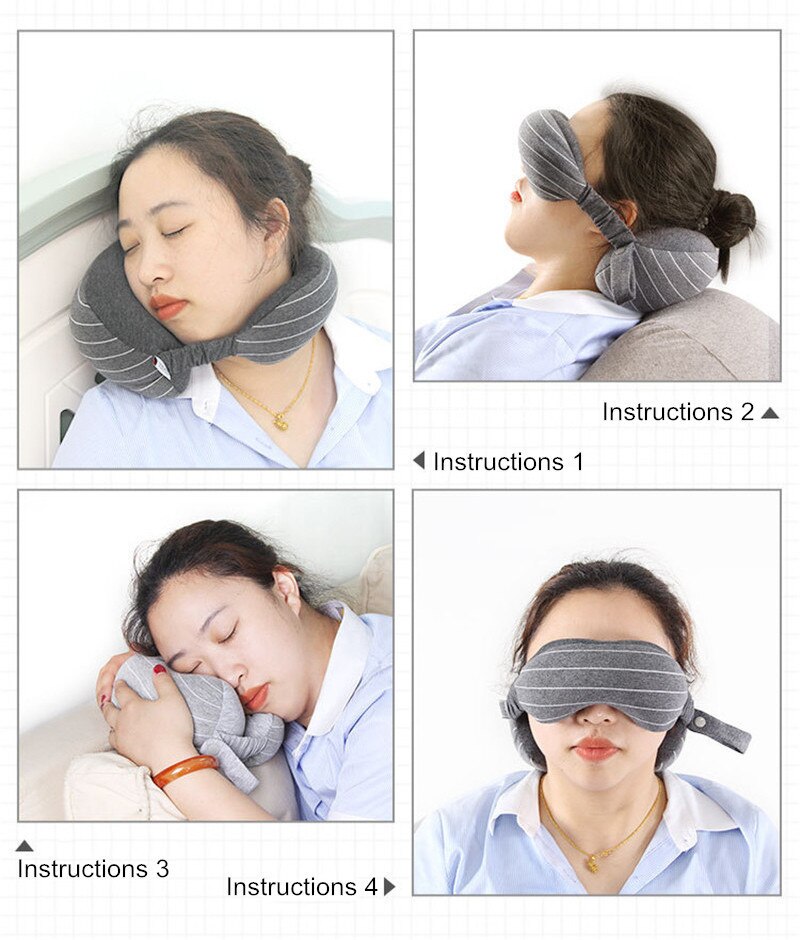 Multi-Function Business Travel Neck Pillow & Eye M... – Grandado