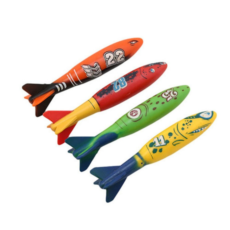 4 Pcs Torpedo Rocket Throwing Toy Swimming Pool Di... – Grandado