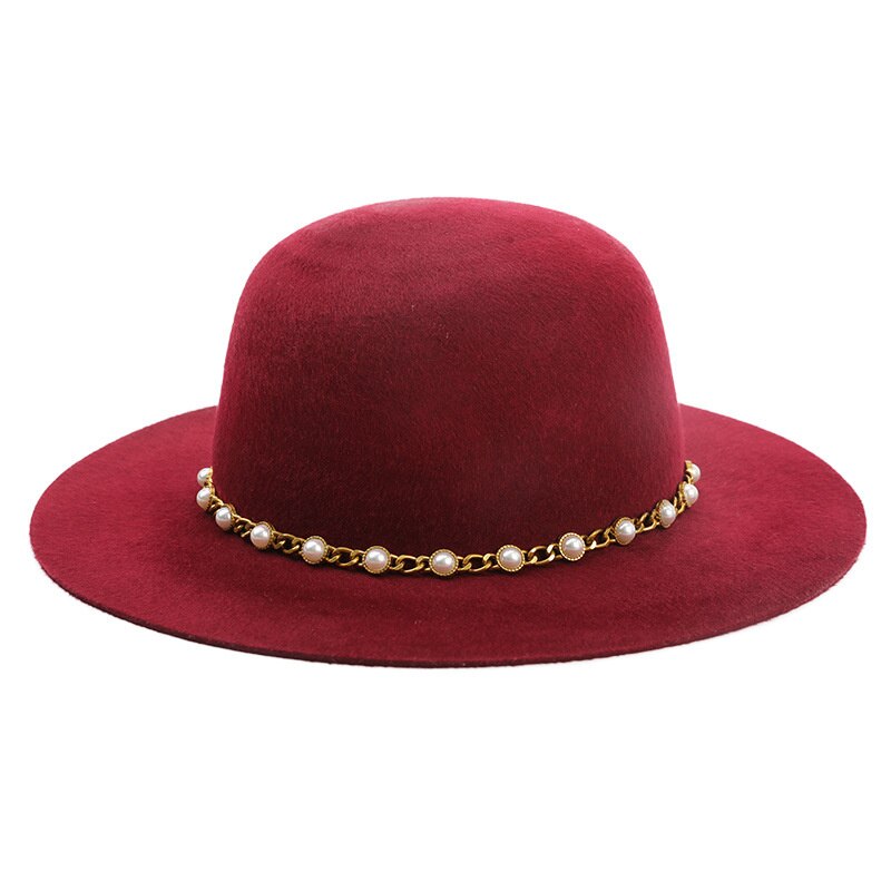 Naizaiga Maroon Hat women woolen big brim hat top ... – Grandado