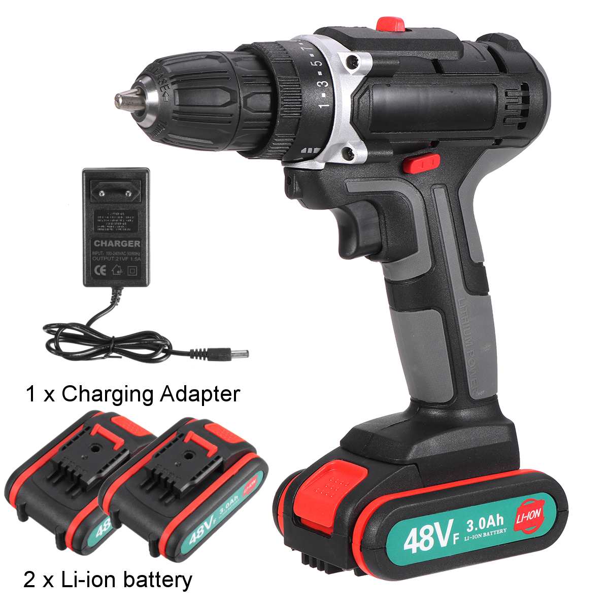 48VF Electric Drill Impact Drill Cordless Screwdri... – Grandado