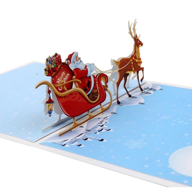 3d pop-up kaarten kerstman kerst hert kerstboom vr... – Grandado