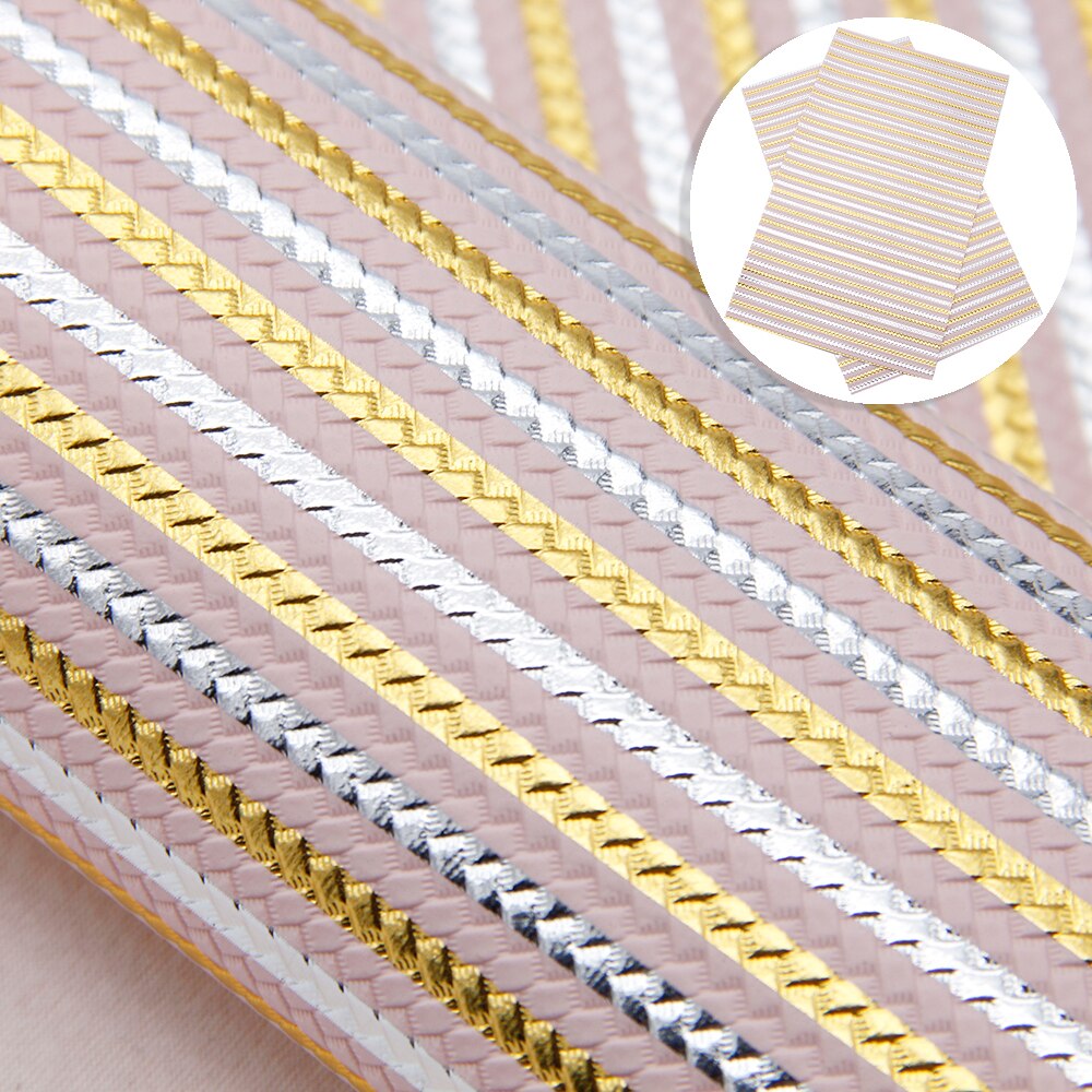 20*33cm Stripe Gold Silver Foil Bump Texture Leath... – Vicedeal