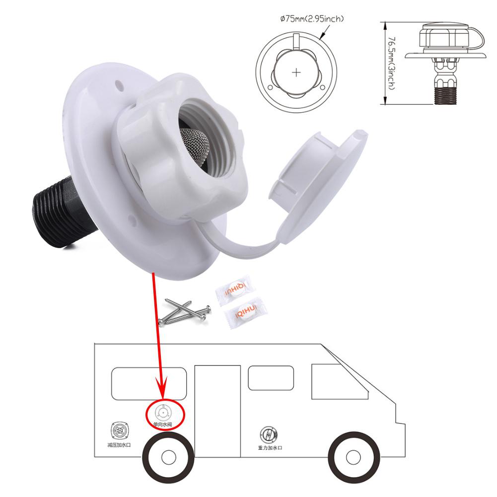 2 3/4" RV WATER FILL Inlet Flange Plastic Check va... – Vicedeal