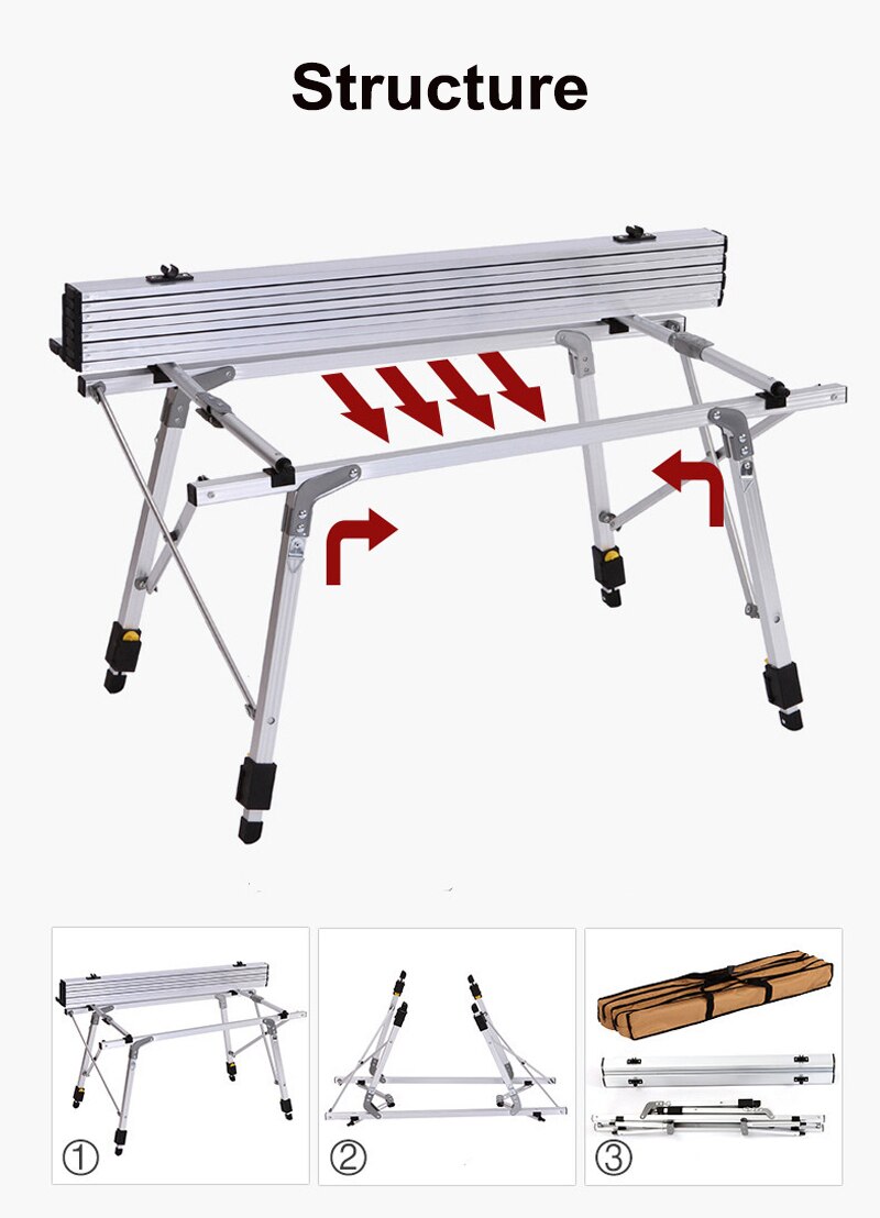 Roll Up Folding Camping Table Desk Aluminum Alloy ... – Grandado