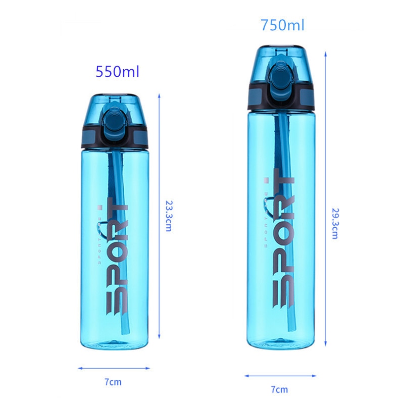 550ml/750ml Sports Water Bottle With Straw Portabl... – Grandado