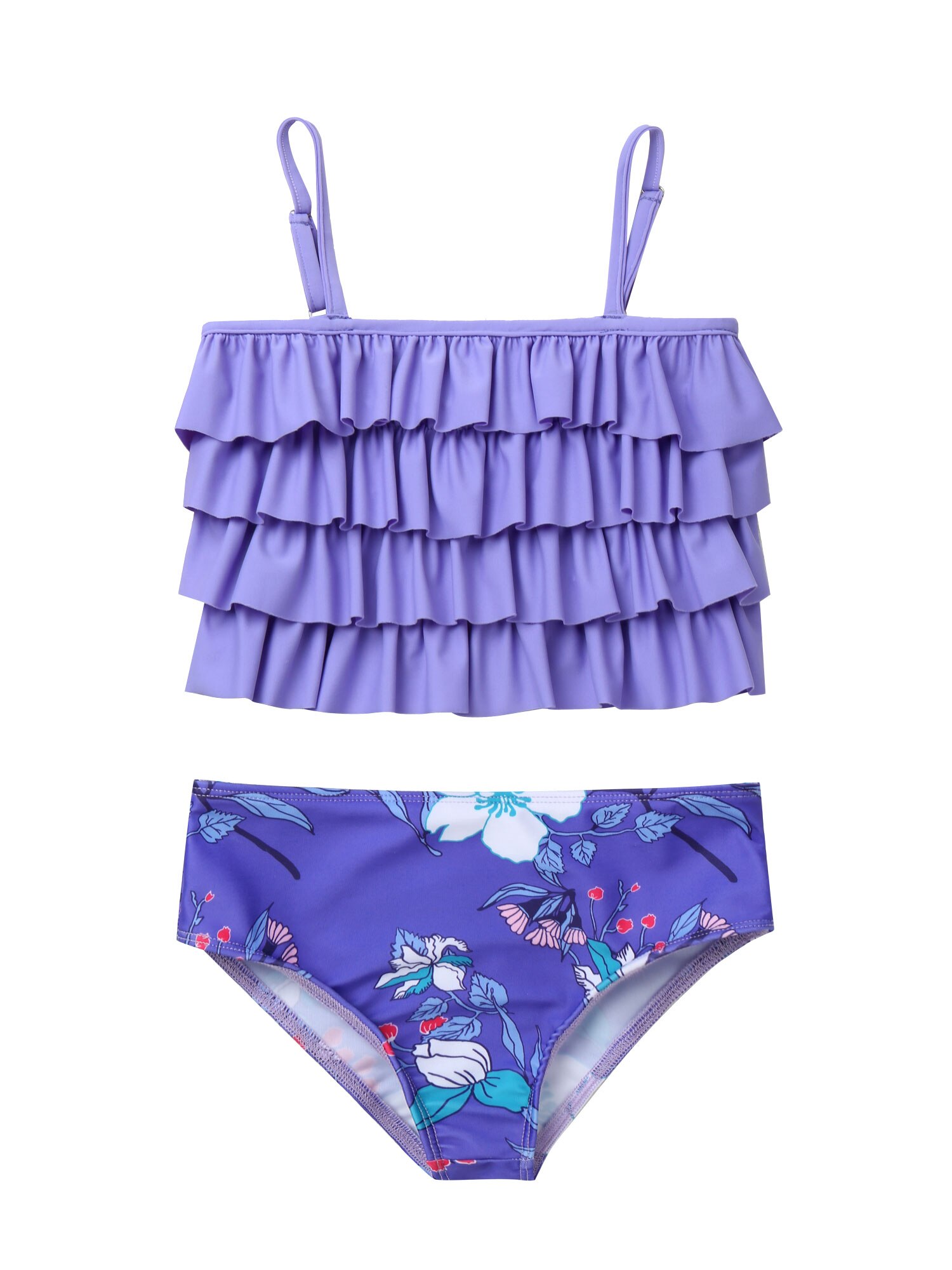 Kids Girls Floral Print Swimwear Adjustable Spaghe... – Grandado