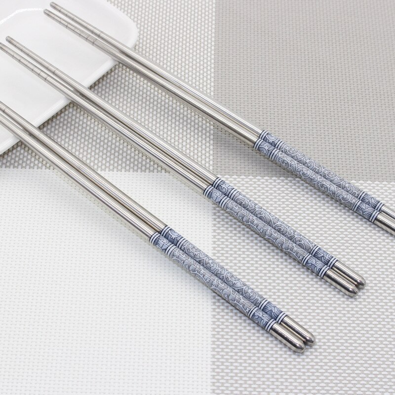 1 Pair Stainless Steel Chopsticks Length White Flo... – Grandado
