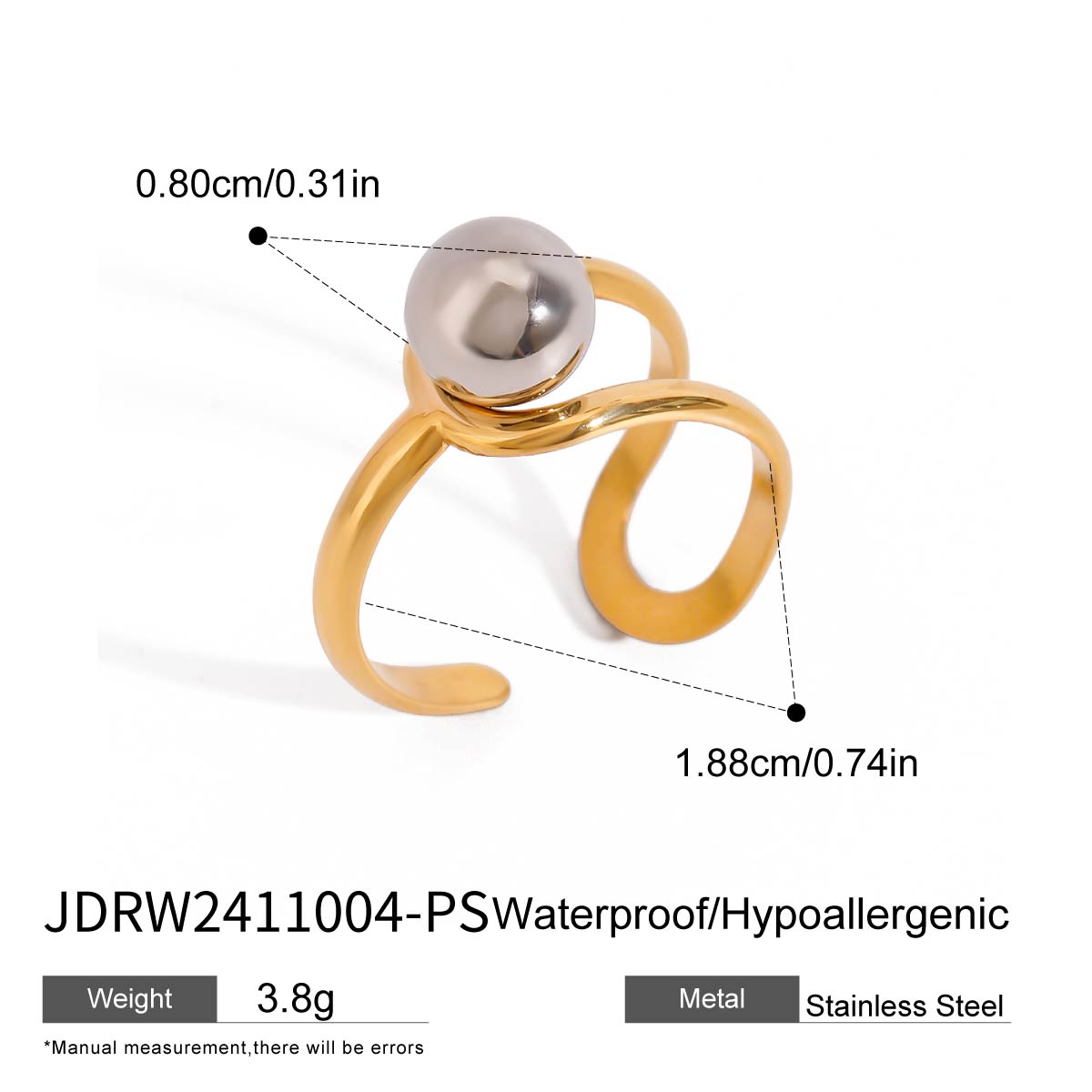Anillo minimalista chapado en oro de 18 quilates p... – Grandado