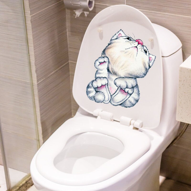 Leuke Kat Wc Sticker Voor Wc Wasruimte Decoratie D... – Grandado