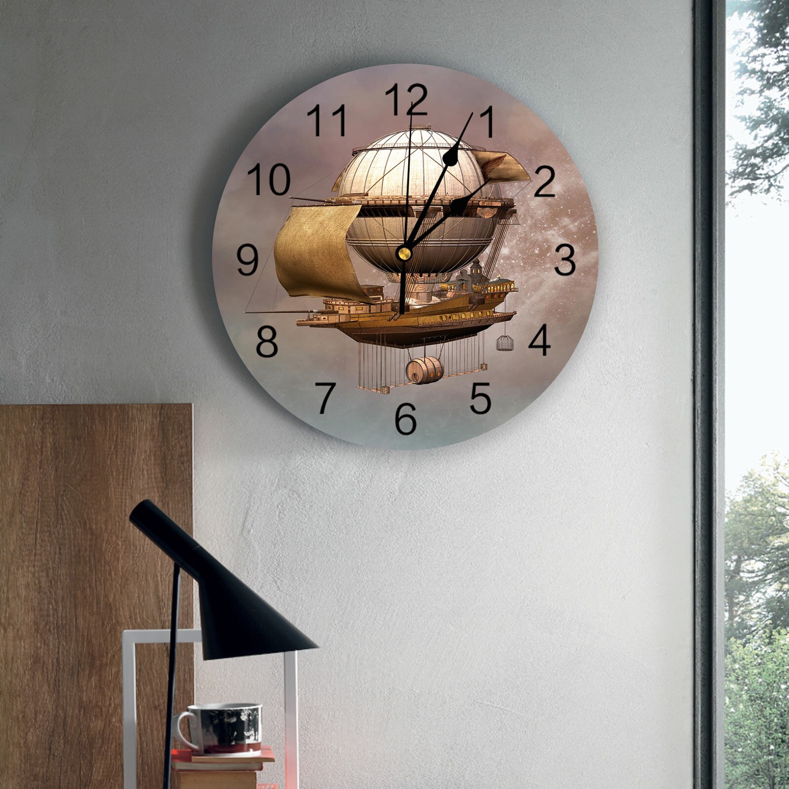 Steampunk Airship Retro Style Wall Clock Home Deco... – Grandado