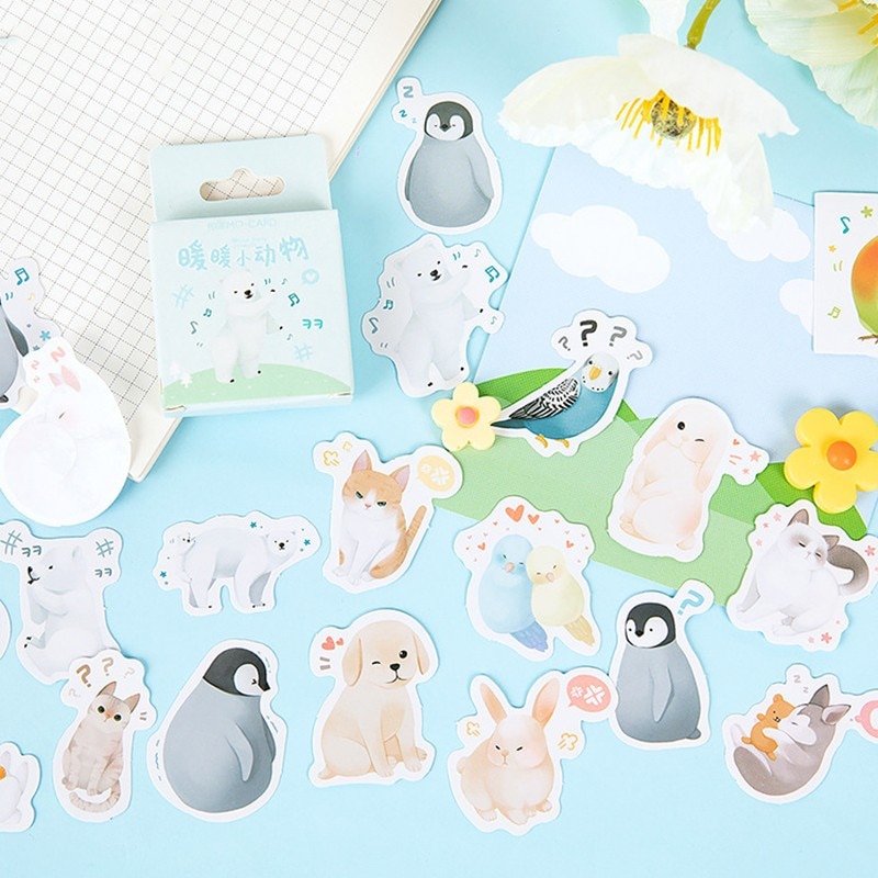 46pcs/box Blue Kawaii Animal stickers Boxed Sticke... – Grandado