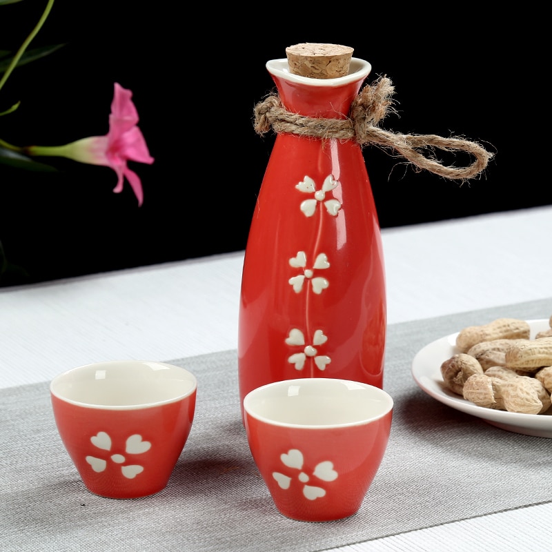 Hand-painted Japanese sake set ceramic wine pot cu... – Grandado