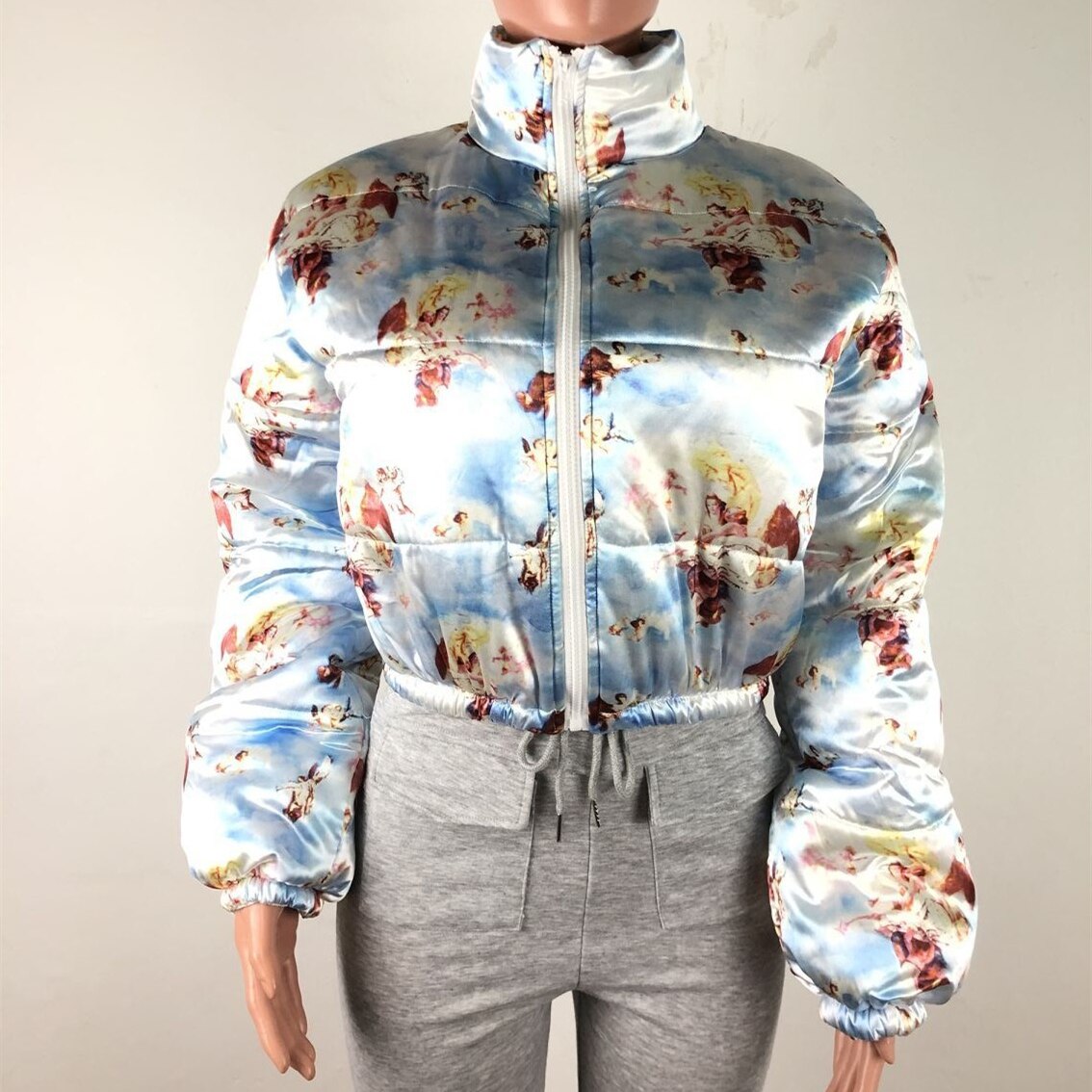 ANJAMANOR Aesthetic Angel Satin Puffer Jacket Wome... – Grandado
