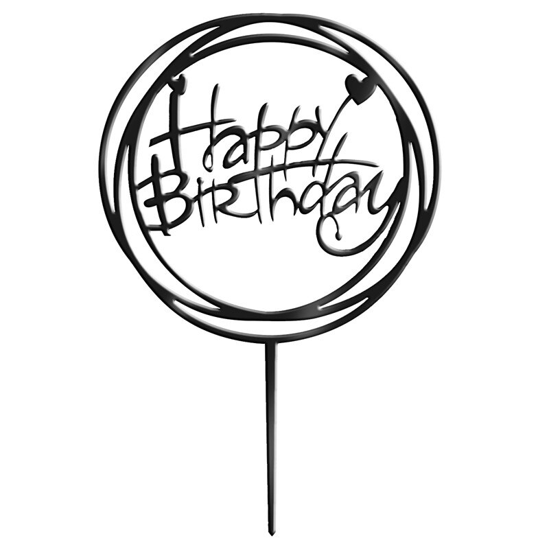 Gold Silver Black Cake Topper Happy Birthday Cupca... – Grandado