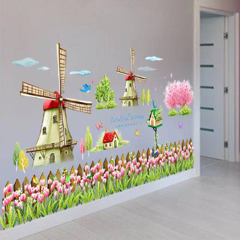 Cute Dutch windmill, children's flower stickers, s... – Vicedeal