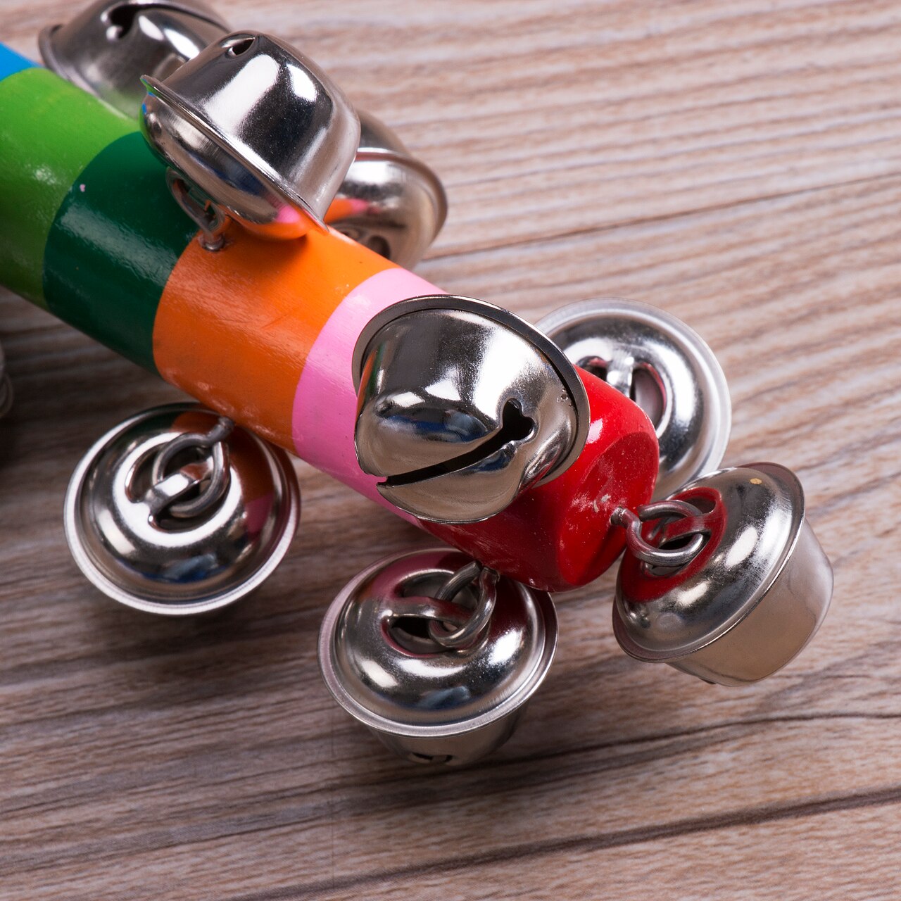 1 Piece Baby Wooden Rattle Rainbow Color Hand Bell... – Vicedeal