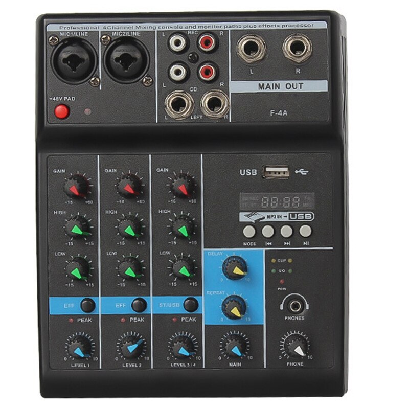 4 Channel Bluetooth Mixer DJ Audio Mixer Small USB... – Grandado