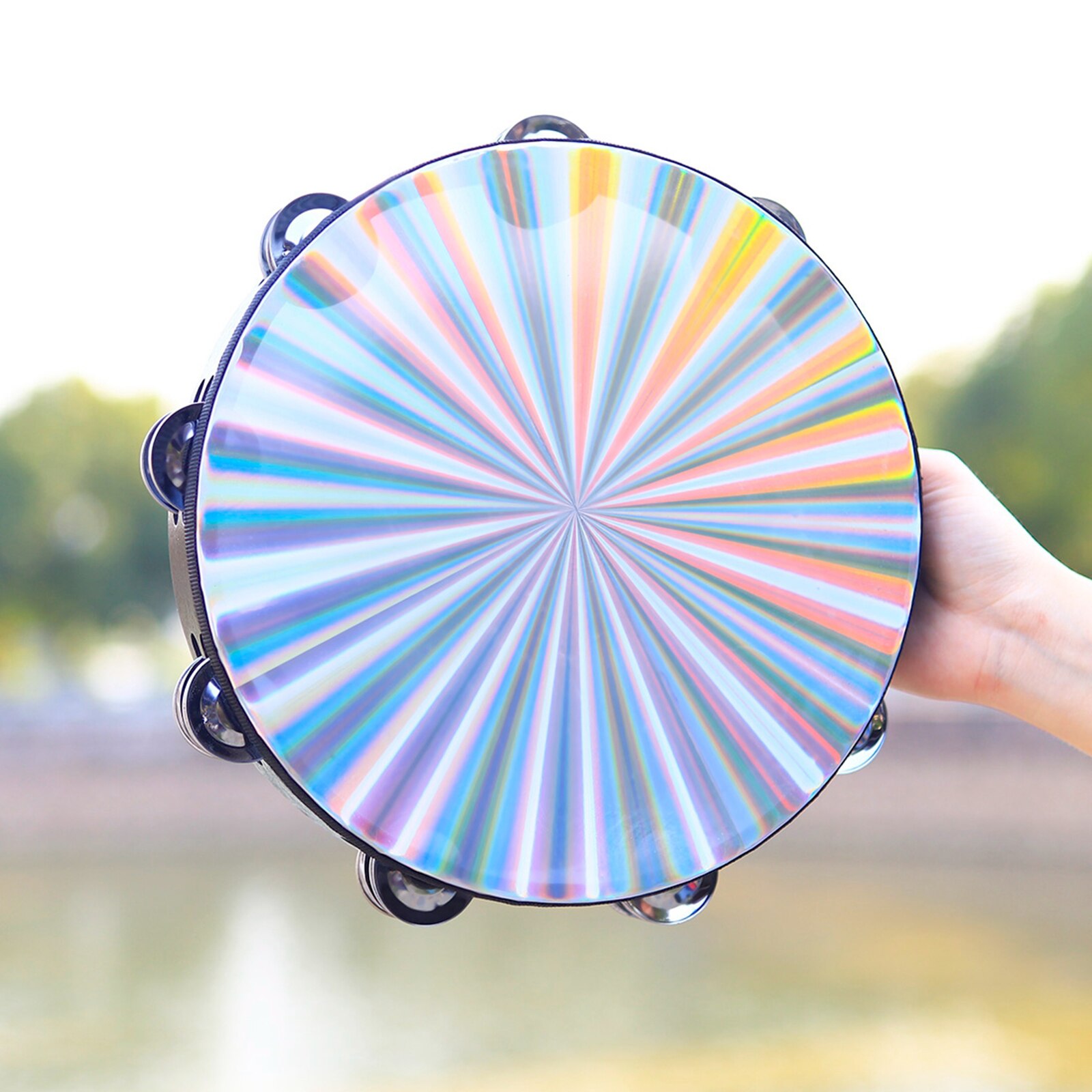 10 Inch Wood Handheld Tambourine Double Row, Tambo... – Vicedeal