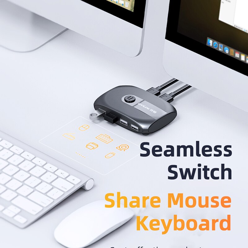 UNNLINK-conmutador KVM USB 3,0 2,0, conmutador par... – Grandado