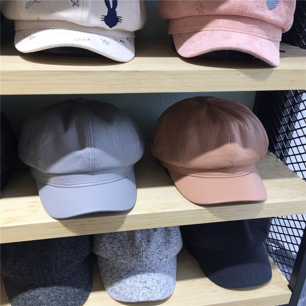 020 Vrouwen Pu Lederen Baker Jongen Hoed Roze Zach... – Vicedeal
