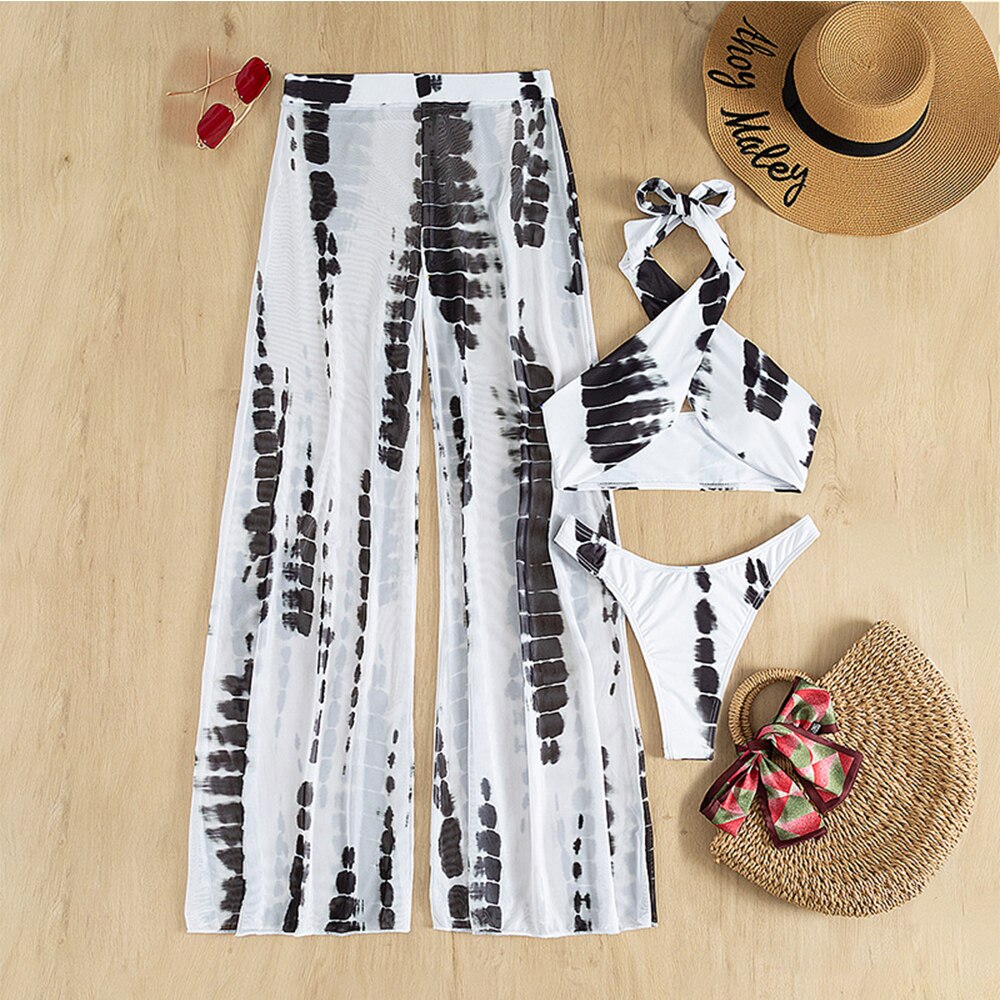 FS Print Triangle Bikinis Set Swimwear Cross Halte... – Grandado